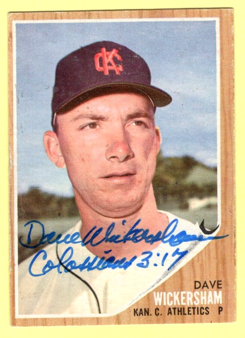 Autographed Dave Wickersham 1962 Topps A's #517 | eBay