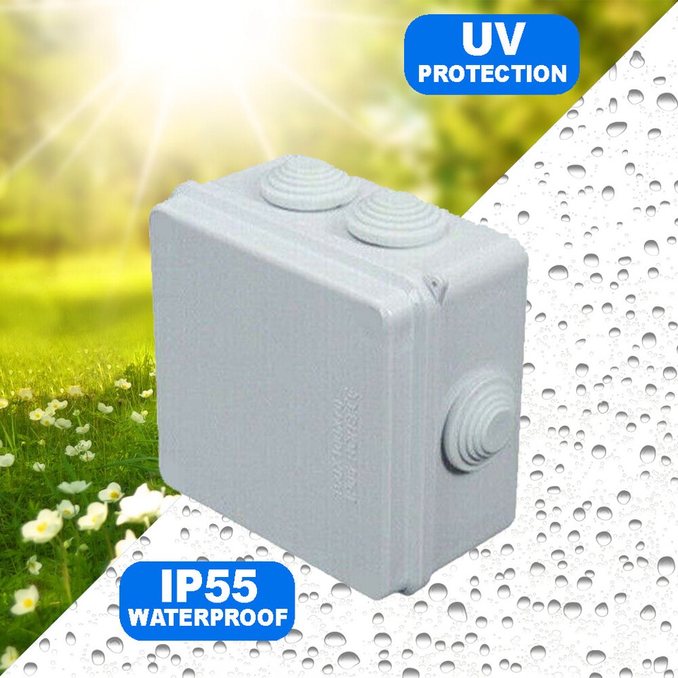 IP JUNCTION BOX CASE IP55 WATERPROOF GREY / BLACK FOR OUTDOOR ELECTRIC ...
