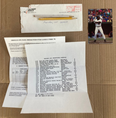 1991 Baltimore Orioles vintage MLB baseball postmark envelope ticket ...