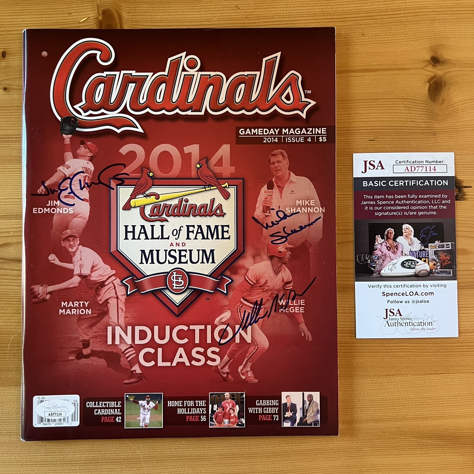 Cardinals Gameday mag auto Jim Edmonds, Mike Shannon, Willie McGee w ...