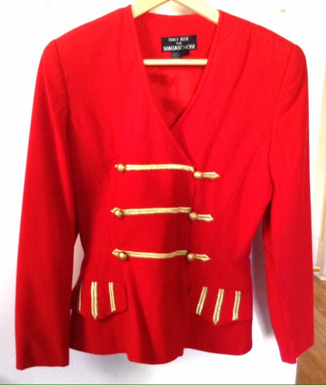 Magaschoni Red Coat Woman's Jacket Sz8- Red And Gold Blazer, New | eBay