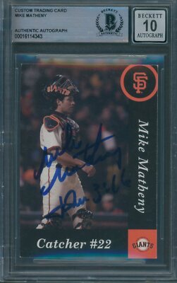 Mike Matheny Signed Custom Trading Card Beckett Authentic Auto 10 *4343 ...