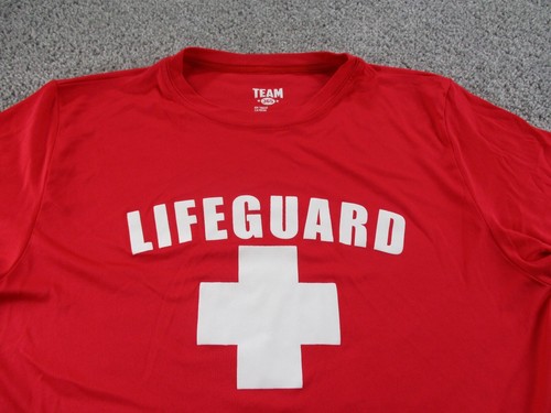 LIFEGUARD Shirt Mens Small Red 100% Polyester Lightweight White Graphic ...