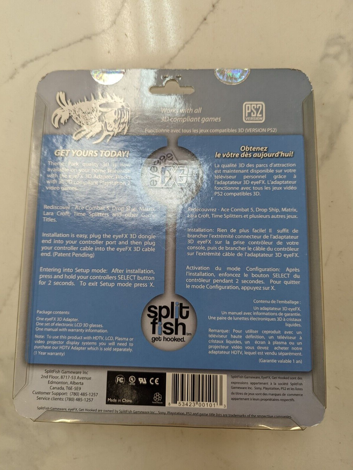 SplitFish eyeFX 3D PS2 Playstation 2 3D Adaptor w Glasses Eye FX *NEW ...