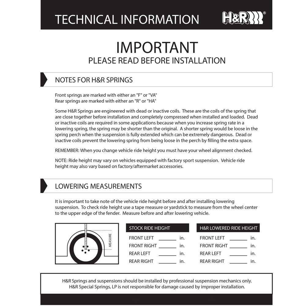H&R 28832-2 Lowering Front Rear Springs Kit for 2012-19 BMW F31 / 13-19 ...