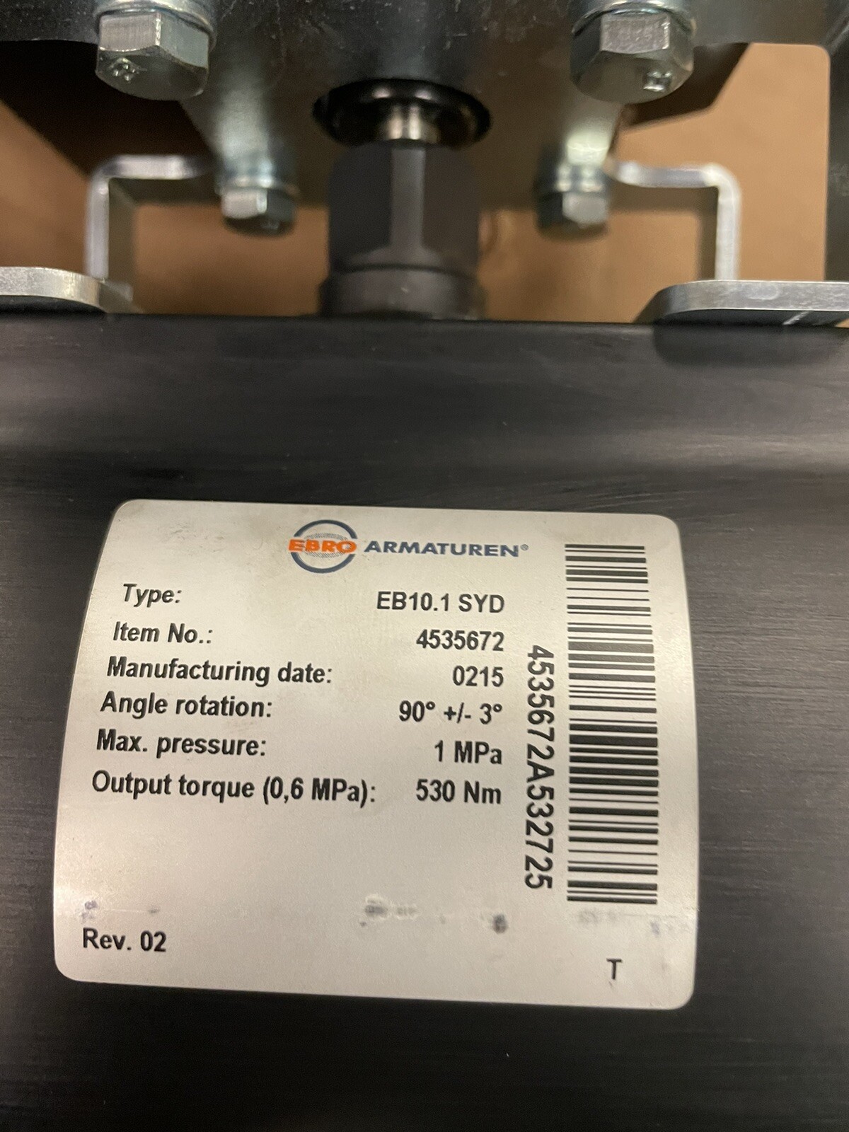 EBRO ARMATUREN,EB10.1 SYD,10 IN Actuator Butterfly Valve 231343/31/2014 ...