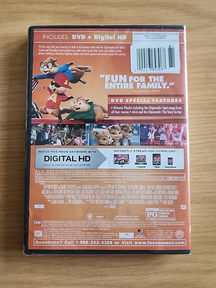 Alvin and the Chipmunks: the Road Chip (DVD, 2015) NEW- N5 24543145806 ...