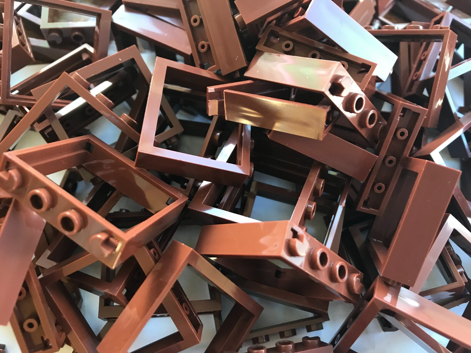 LEGO- NEW-#60594-REDDISH BROWN-WINDOW 1 X 4 X 3- NO SHUTTER TABS-10 ...