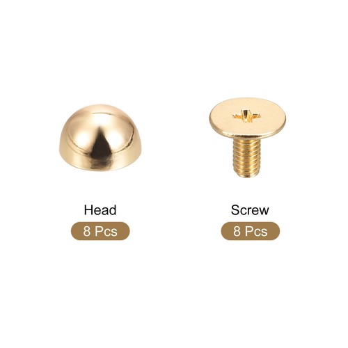 Screw Back Rivets, 8 Sets 8x5mm Round Rivet Leather Spike, Gold Tone | eBay