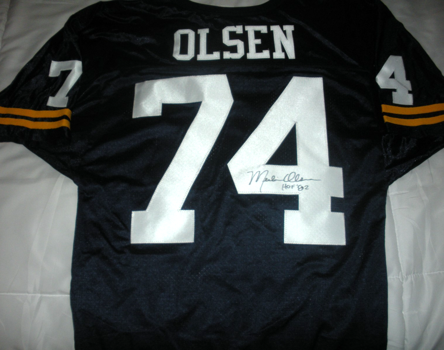 MERLIN OLSEN LOSANGELES RAMS RARE# W/COA SIGNED OFFICIAL LICENSED ...