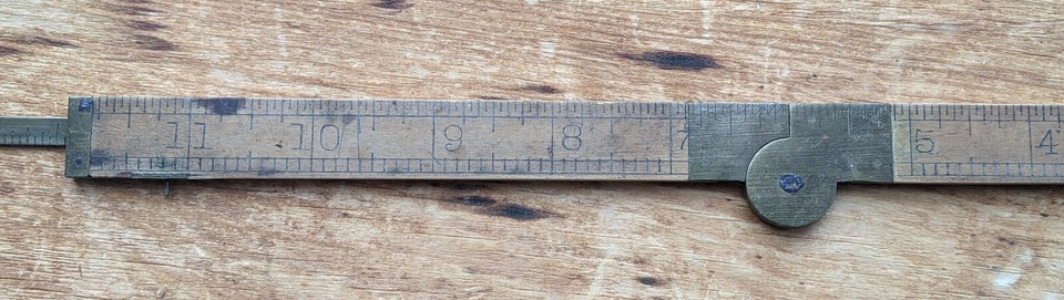 VTG Lufkin No. 372 Caliper Wooden Folding Ruler Tool Boxwood Carpentry ...