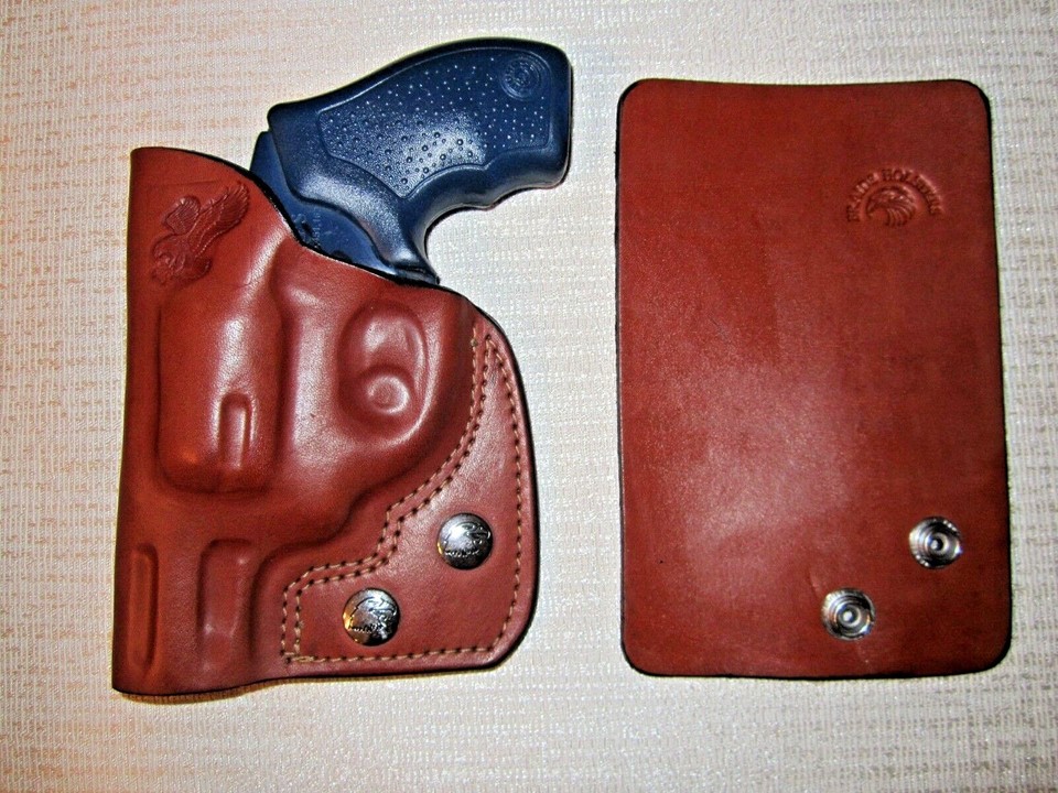 BROWN leather wallet & pocket revolver holster choose gun & right or ...