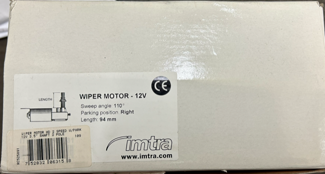 Imtra Roca W10 HD Series RC525891 Wiper Motor 2 Speed 3" Shaft 12v Boat ...