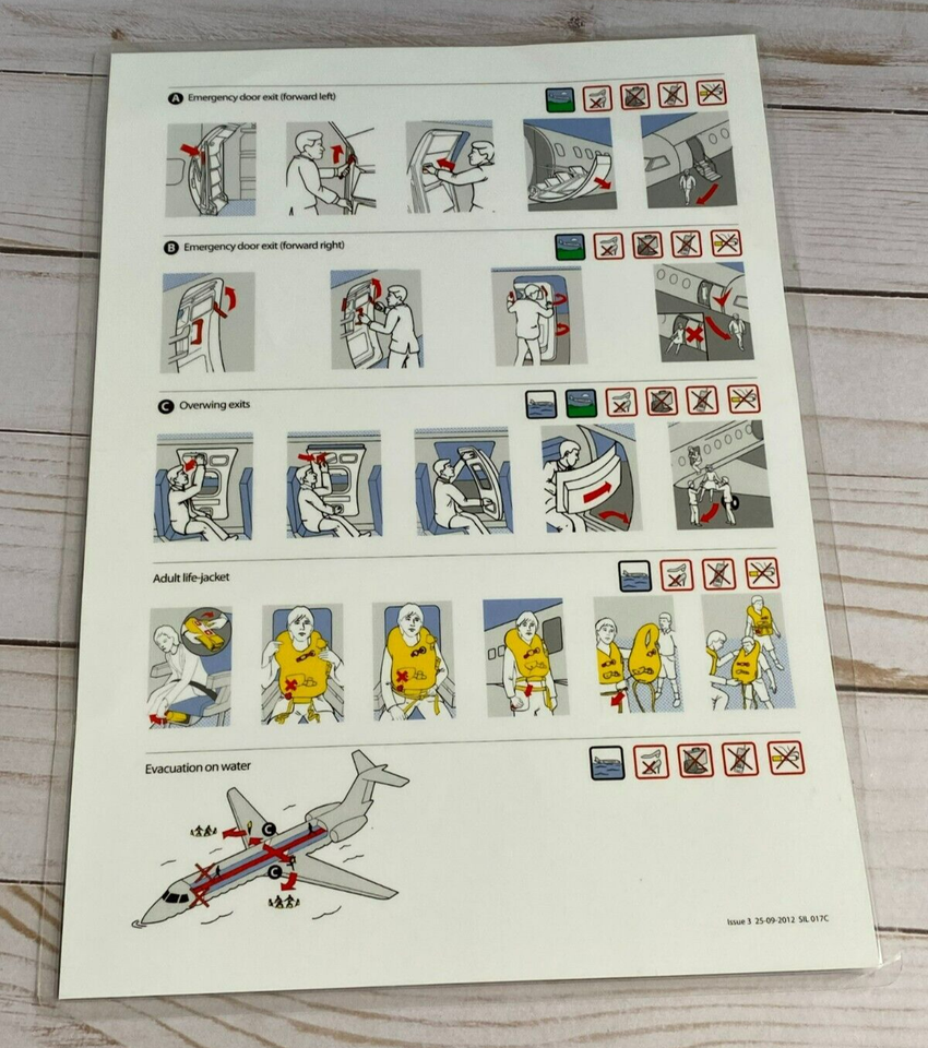 bmi Regional Embraer EMB 135/145 Safety Card - Issue 3 | eBay