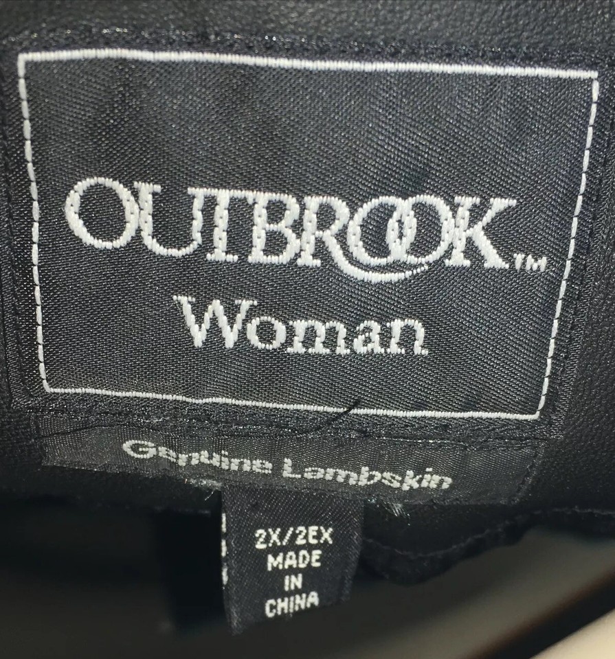 Y2K OUTBROOK Woman Blazer Jacket Coat - Sz 2X - Black Lambskin Genuine ...