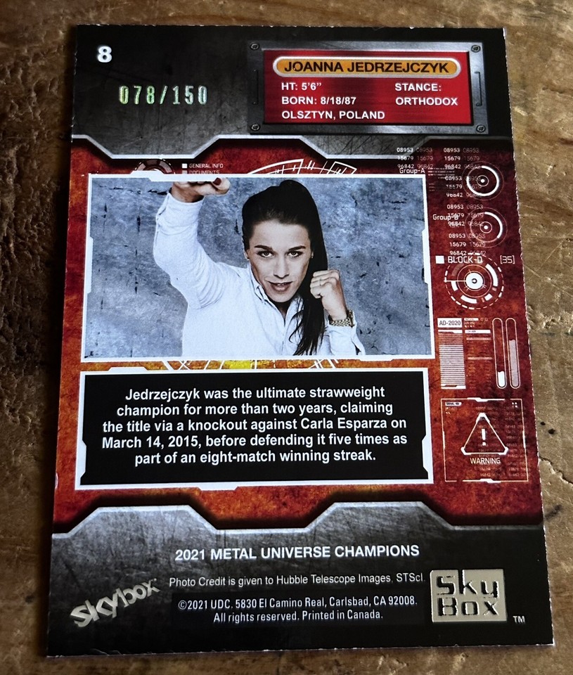 2021 Skybox Metal Universe Champions PMG Red Ruby #/150 Joanna ...
