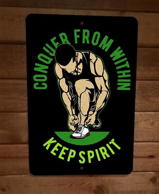 Conquer From Within Keep Spirit Running Track 8x12 Metal Wall Sports ...