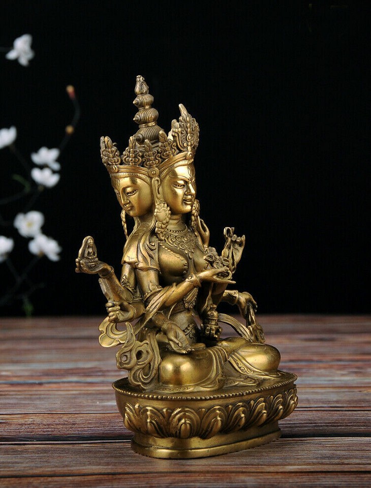 antique Tibetan Bronze3 face Vajra God Ushnishavijaya Namgyalma Buddha ...