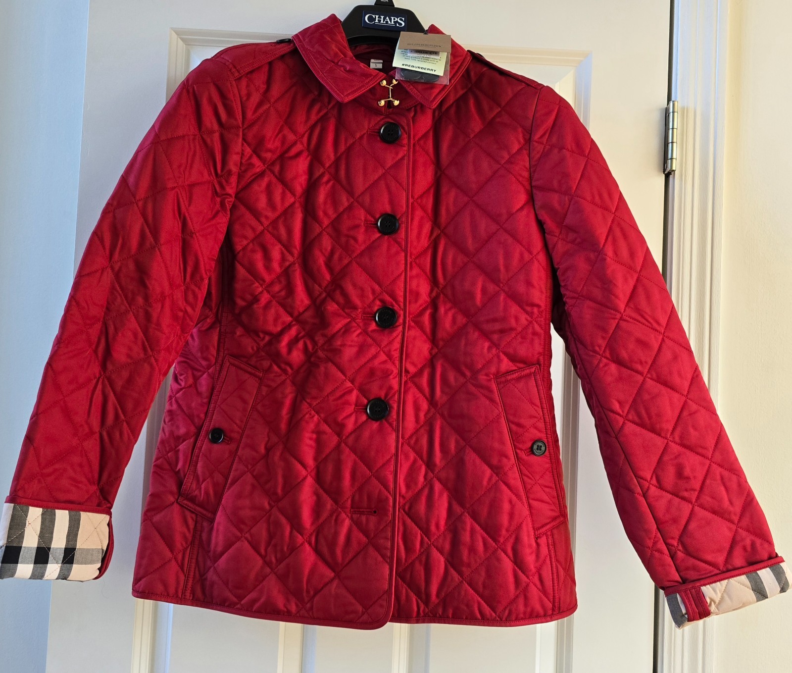Red Burberry Quilted Jacket | eBay
