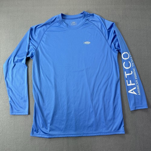 Aftco Shirt 2XL XXL Blue Fishing Boat Performance Outdoors Hike Trail ...