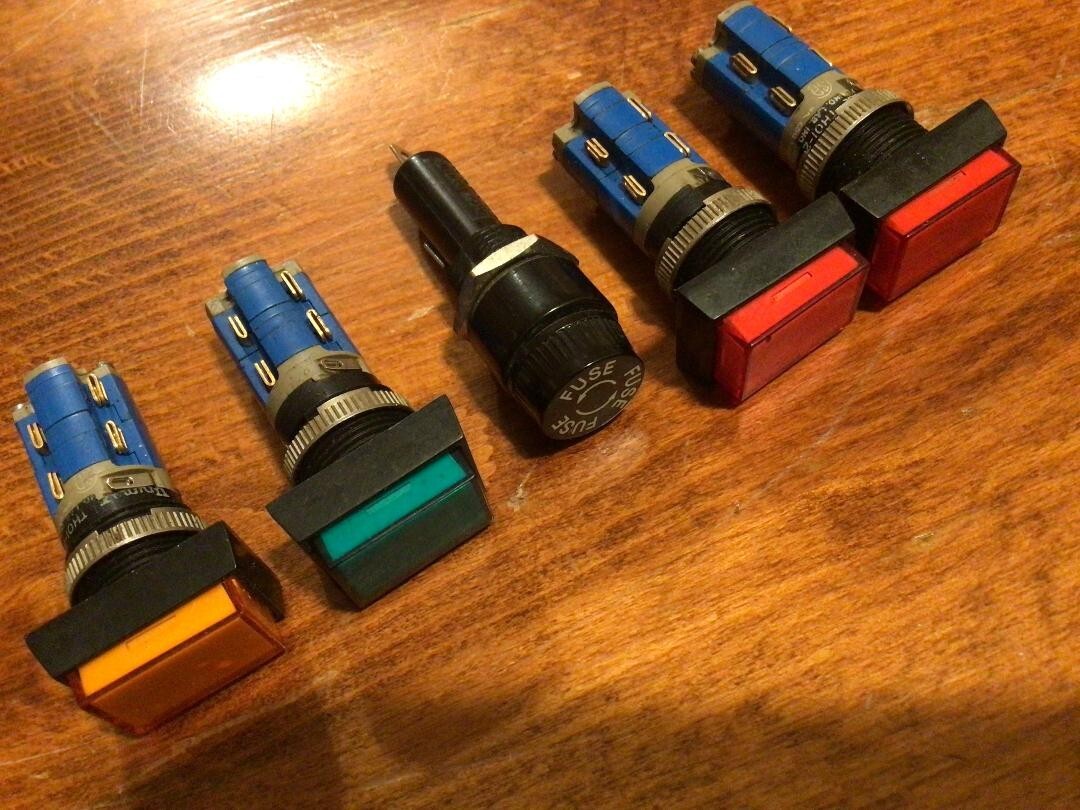 E24--4 Panel Mount Push Button Switches & Fuse Holder--UNIMAX #TH01-2 ...