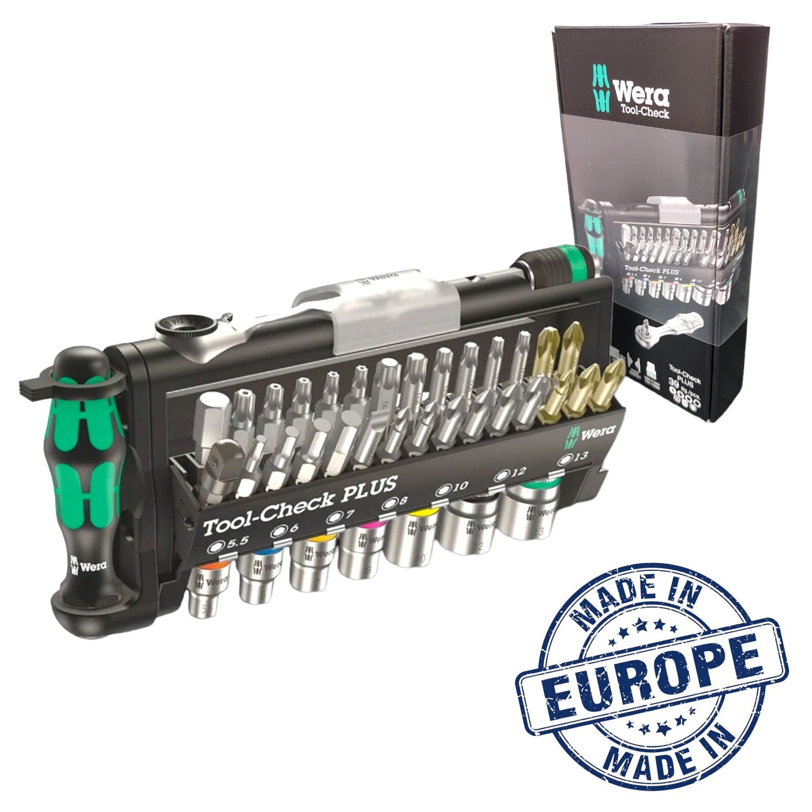 WERA TOOL-CHECK PLUS - 39 PIECE Bit Ratchet Set with Sockets Metric ...