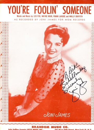 9x12 Autographed Sheet Music You're Foolin' Someone Pop Singer Joni ...