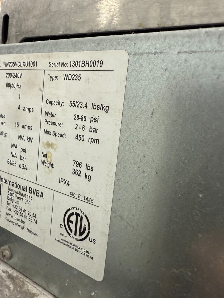 IPSO Commercial Washing Machine Bundle : 1-55, 1-40, 2-30 BUYER PAYS ...