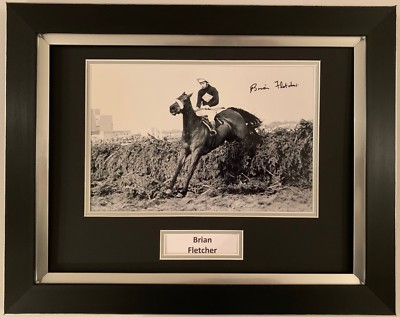 BRIAN FLETCHER HAND SIGNED FRAMED PHOTO DISPLAY HORSE RACING RED RUM 1 ...