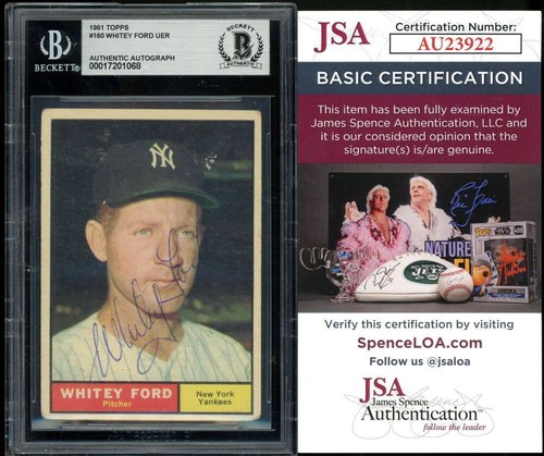 Whitey Ford Beckett BAS JSA COA Signed 1961 Topps Autograph | eBay