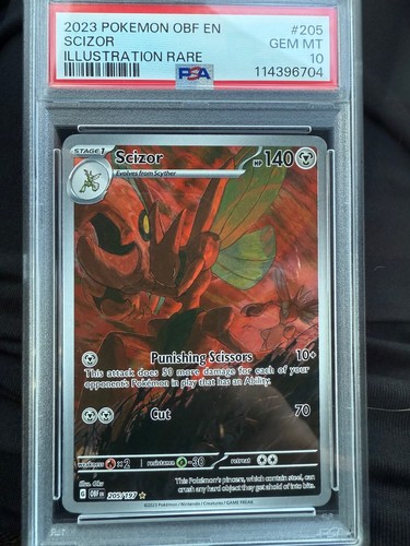 2023 POKEMON OBF EN-OBSIDIAN FLAMES ILLUSTRATION RARE #205 SCIZOR PSA ...