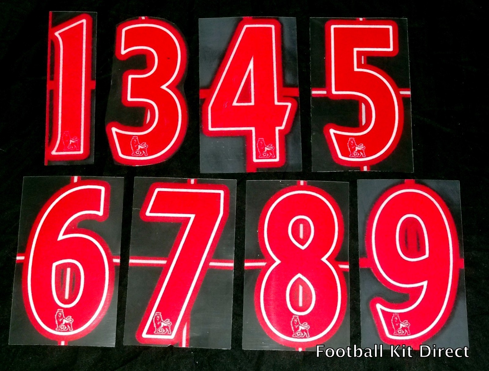 Official Premier League 2007/13 Red Lextra Football Short Numbers 0-9 ...