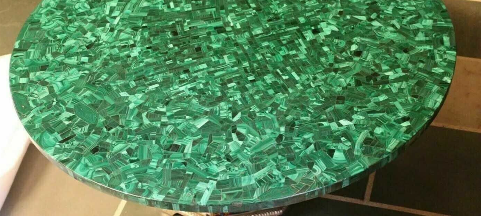 24" Round Green Malachite Center Tabletop Luxury Mosaic Gemstone ...
