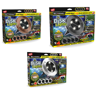 Bell + Howell Solar Powered 4 LED Outdoor Disk Lights - 3 Colors & Size ...