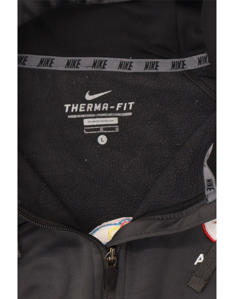 NIKE Mens Therma-Fit Graphic Zip Hoodie Sweater Large Grey Polyester ...