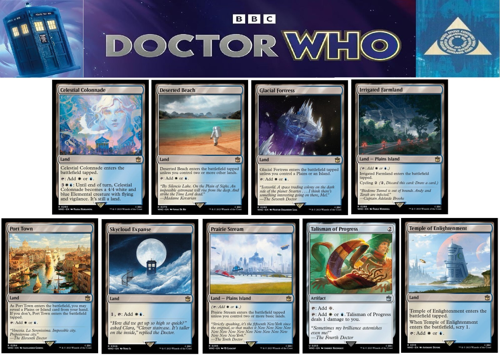 9x (1/ea) - AZORIUS Land & Artifact Commander Lot - Doctor Who - NM MTG ...