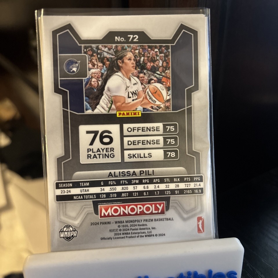 ALISSA PILI 2024 Panini Prizm Monopoly WNBA Rookie RC #72 Lynx | eBay