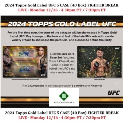 Leon Edwards 2024 Topps Gold Label UFC 5 CASE 40 Box FIGHTER BREAK | eBay