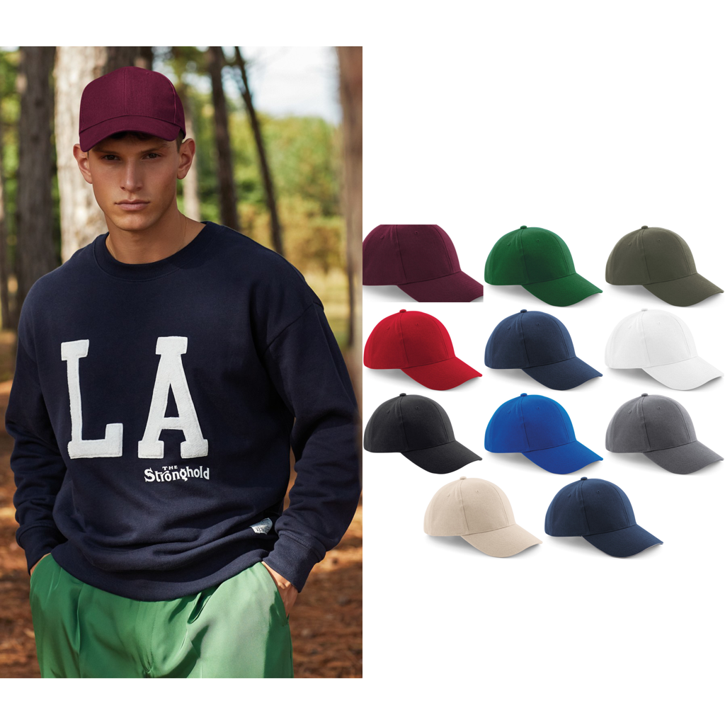 Pro-style Heavy Brushed Cotton Cap - Beechfield Plain Adult Baseball ...