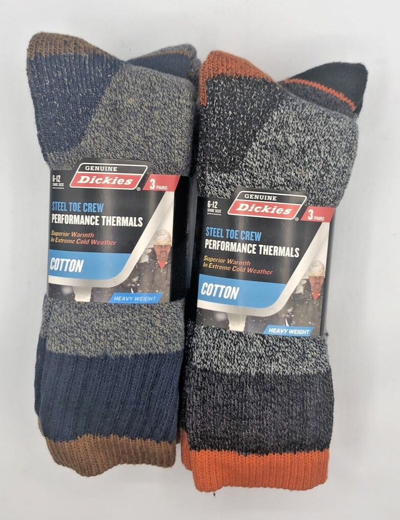 Dickies 6 Pr Mens Performance Thermals Heavywgt Cotton Steel Toe Crew ...