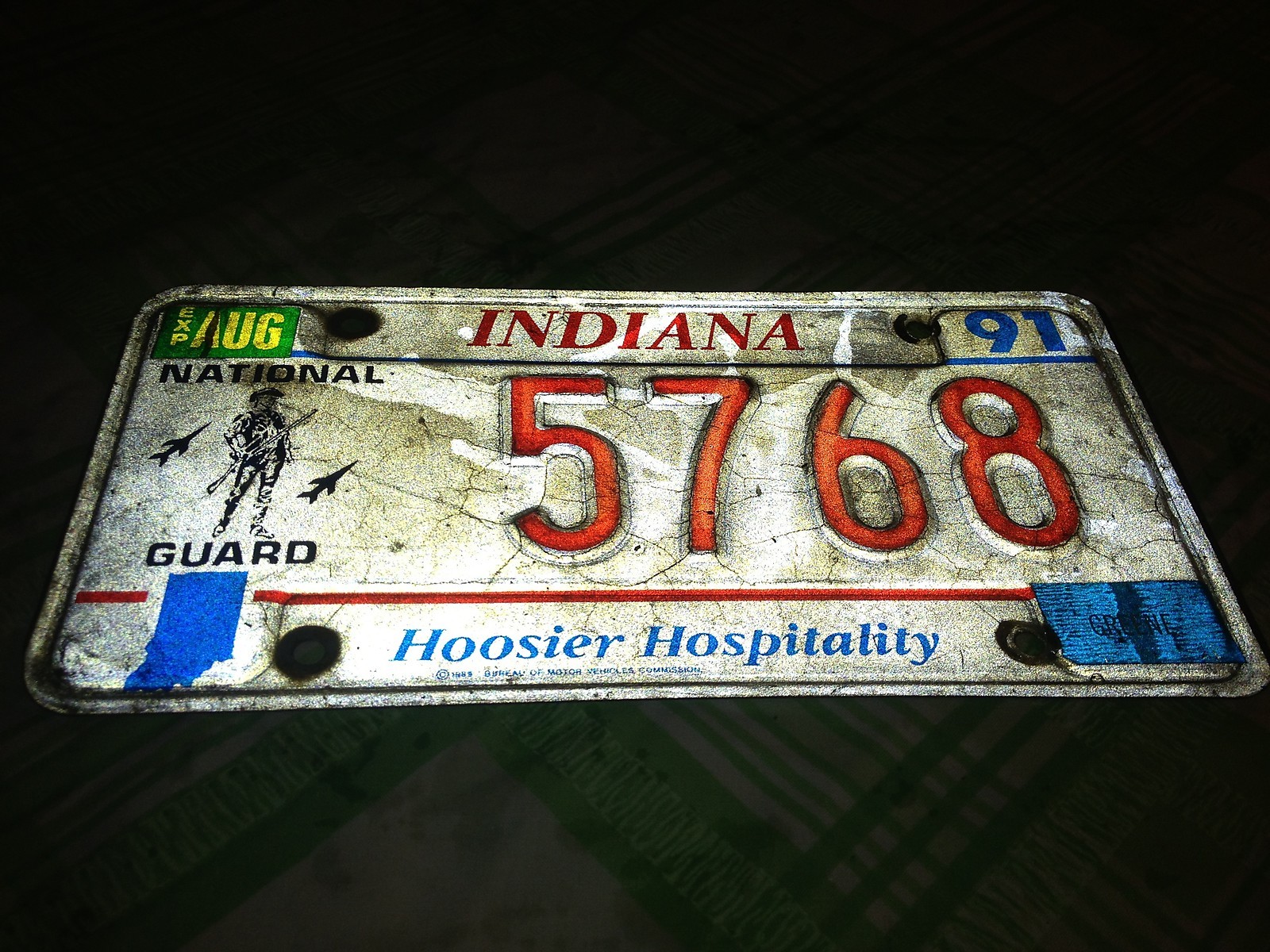 1991 Indiana National Guard License Plate Hoosier Hospitality | eBay