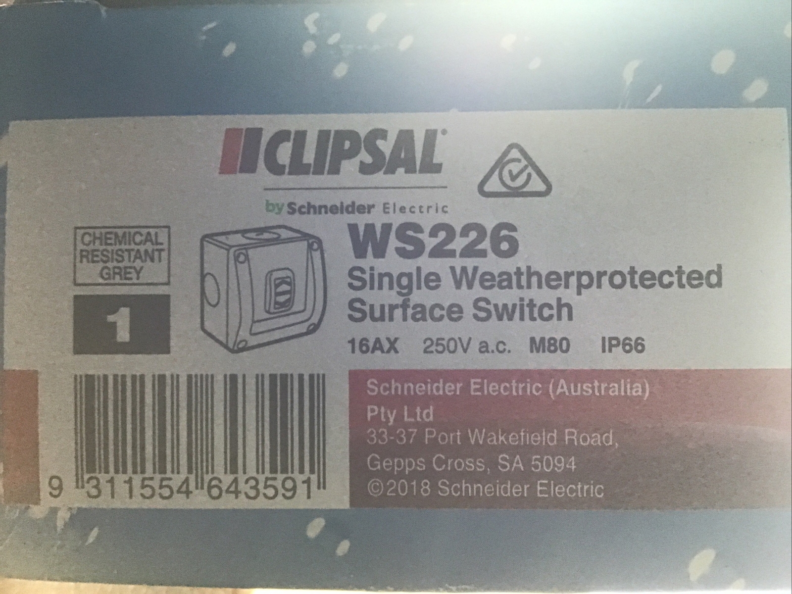 Clipsal Wsf226 Single Weatherproof Surface Mounted Switch 16a for sale ...