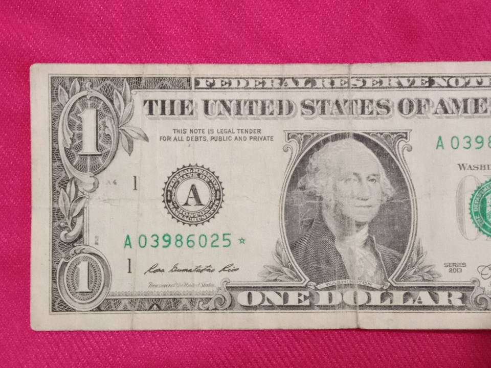 2013 $1 One Dollar Federal Reserve Star Note Ink Errors Rare A03986025 ...
