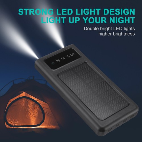 10000mAh Solar Type C Power Bank Dual USB Portable Fast Charging Backup ...