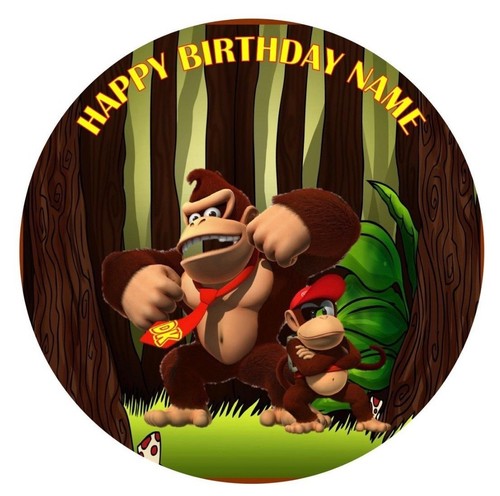 DONKEY KONG Edible Image Birthday Party Cake Topper 19cm Round | eBay