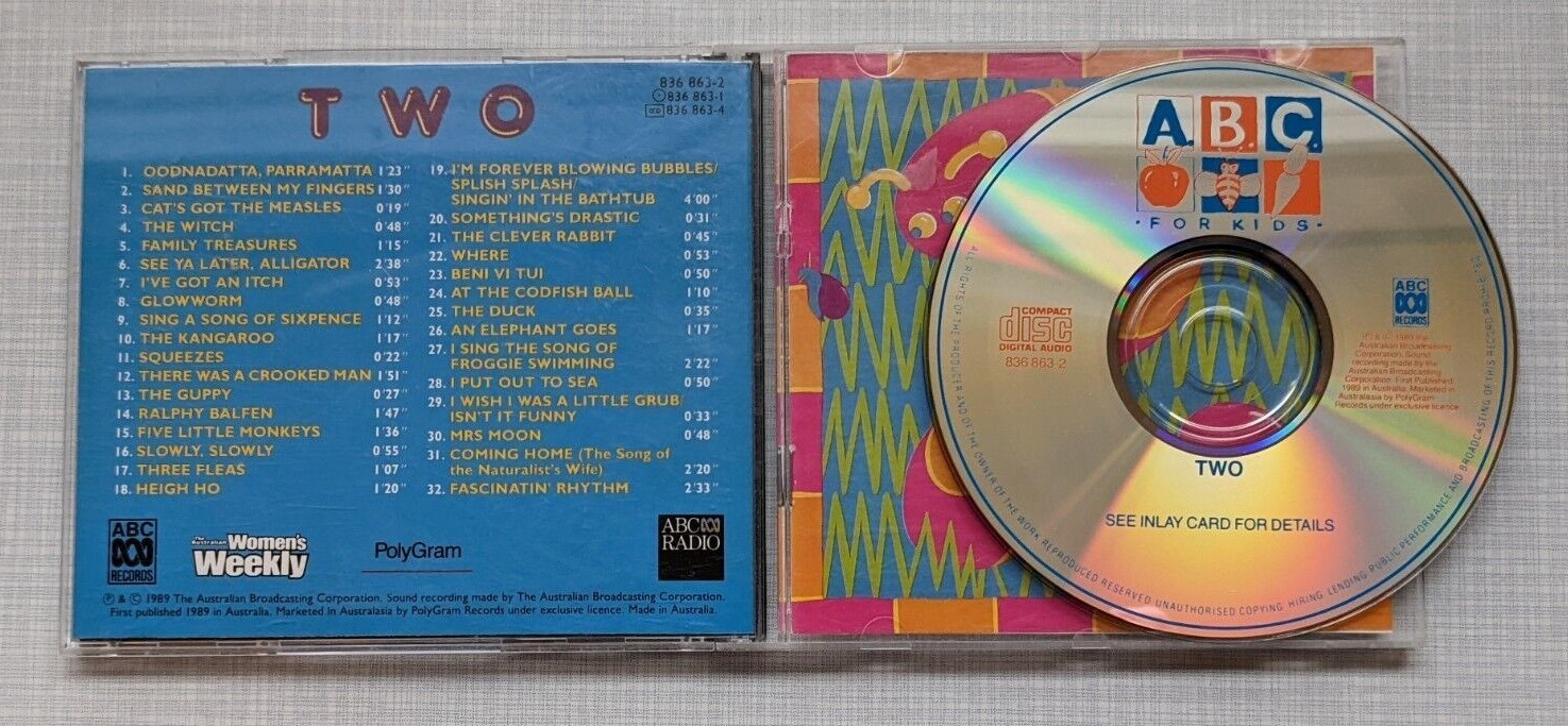 Two ABC For Kids CD Kids Music, Various 1989 Made in Australia ABC ...