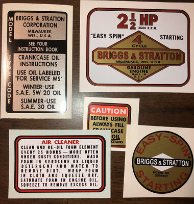 Briggs & Stratton engine decals 1960's edger; 2-1/2 SET | eBay
