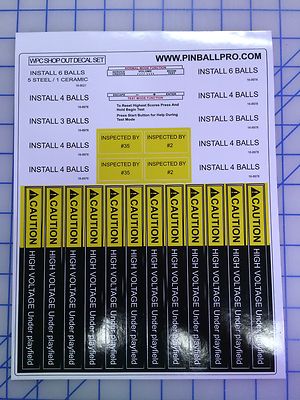 Williams WPC Shop Out Decals Stickers for Pinball Machine restoration ...