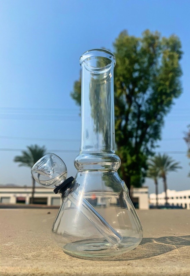 6" Thick Glass Bong Clear Smoking Beaker Water Pipe Hookah Bubbler W ...
