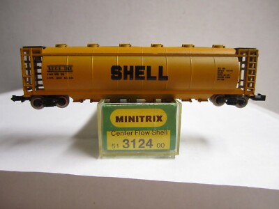 MINITRIX 3124 SHELL 60' CENTERFLOW HOPPER TRIX SLIGHT WEATHERING ...